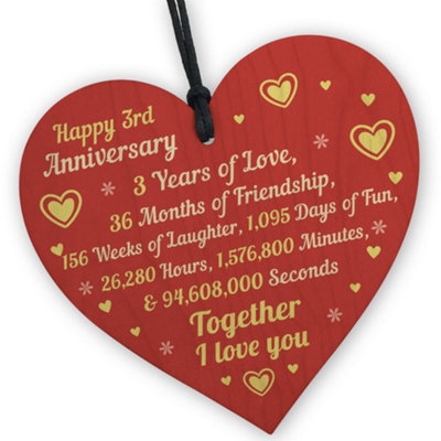Red Ocean 3rd Wedding Anniversary Gifts for Husband Wife Boyfriend Girlfriend Couple Him Her