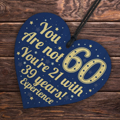 Red Ocean 60th Birthday Gift For Women Men Wooden Heart Plaque Keepsake Happy Birthday Mum Girlfriend