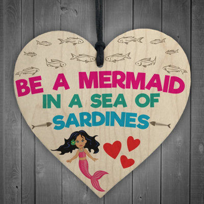 Red Ocean A Mermaid In A Sea Of Sardines Motivational Hanging Heart Sign