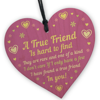 Red Ocean A True Friend Wooden Heart Gift For A Friend For Their ...