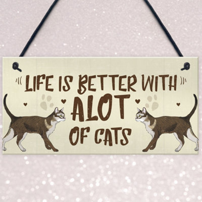 Red Ocean Alot Of Cats Sign Home Funny Crazy Cat Lady Sign Cat Lover ...