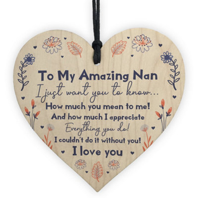 Red Ocean Amazing Nan Gifts Wood Heart Mothers Day Birthday Gift For ...