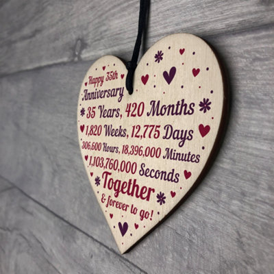 Red Ocean Anniversary Handmade Wooden Heart To Celebrate 35th Wedding ...
