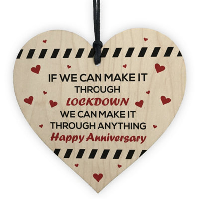 Red Ocean Anniversary Wood Heart Gift Funny Post Lockdown Gift For Him ...
