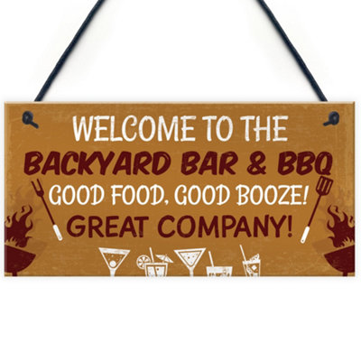Red Ocean Backyard Bar Sign Garden Sign BBQ Plaque Man Cave Vintage Gin ...