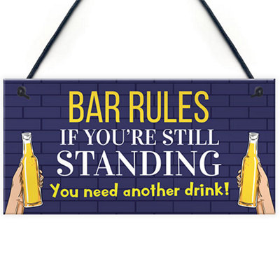 Red Ocean Bar Rules Sign For Home Bar Man Cave Funny Sign Gift Home ...