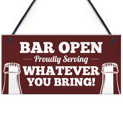 Red Ocean Bar Sign, OPEN Sign, Bar Sign Funny, Man Cave Sign, Shed Sign ...