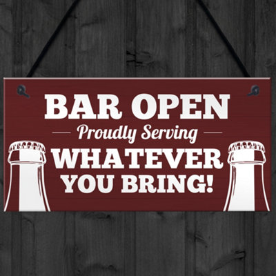 Red Ocean Bar Sign, OPEN Sign, Bar Sign Funny, Man Cave Sign, Shed Sign ...