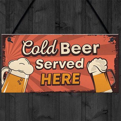 Red Ocean Bar Signs And Plaques Cold Served Here Novelty Bar Sign Man ...