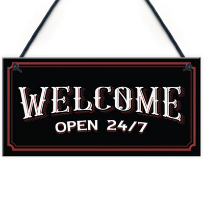 Red Ocean Bar Welcome Hanging Sign For Home Bar Man Cave Vintage Garden ...