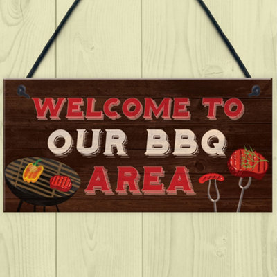 Red Ocean BBQ Home Decor Sign Novelty Barbecue Plaques For Garden ...