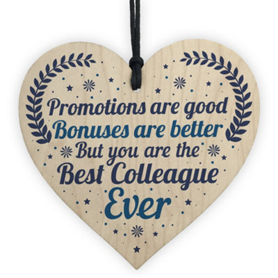 Red Ocean Best Colleague Ever Thank You Plaque Wooden Heart Gifts For ...