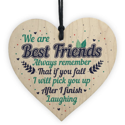 Red Ocean Best Friend Novelty Handmade Wooden Hanging Heart Sign ...