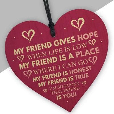 Red Ocean Best Friend Sign FRIEND GIVES HOPE Friendship Gift Funny ...