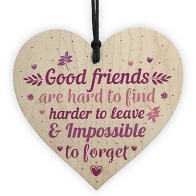 Red Ocean Best Friends Friendship Gift Handmade Wooden Heart Chic ...