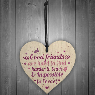 Red Ocean Best Friends Friendship Gift Handmade Wooden Heart Chic ...