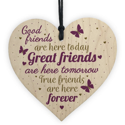 Red Ocean Best Friends Friendship Gifts Handmade Wood Heart Keepsake ...