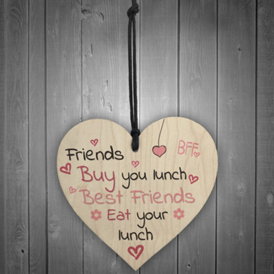 Red Ocean Best Friends Wooden Hanging Heart Friendship Sign Best Friend ...