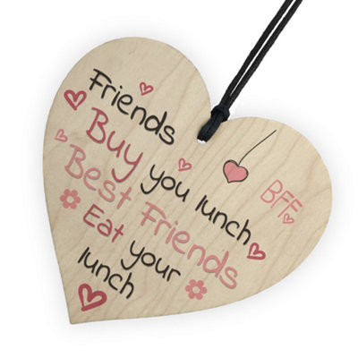 Red Ocean Best Friends Wooden Hanging Heart Friendship Sign Best Friend ...