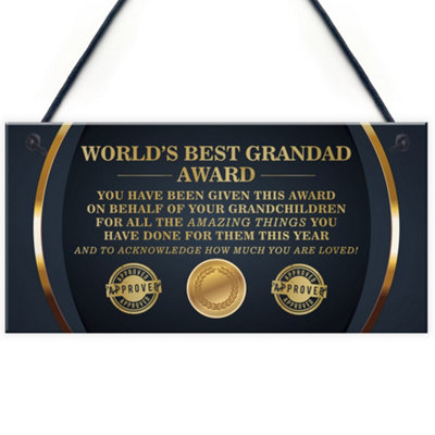 Red Ocean BEST GRANDAD AWARD Grandad Sign Fathers Day Gift From ...