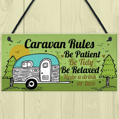 Red Ocean Caravan Rules Plaque Funny Novelty Garden Sign Birthday Gift ...