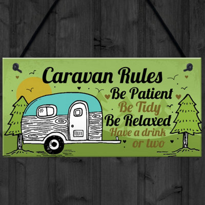 Red Ocean Caravan Rules Plaque Funny Novelty Garden Sign Birthday Gift ...