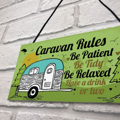 Red Ocean Caravan Rules Plaque Funny Novelty Garden Sign Birthday Gift For Caravan Campervan ...