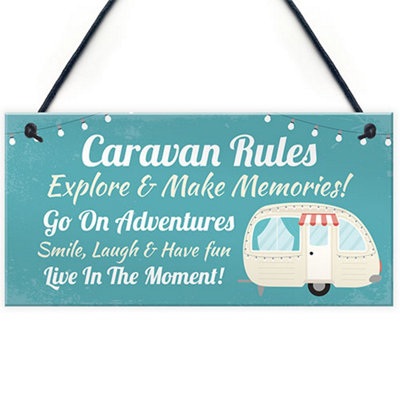 Red Ocean Caravan Rules Sign Hanging Door Plaque Caravan Sign Holiday ...