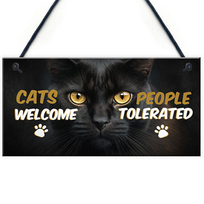 Red Ocean Cat Signs For Home Hanging Wall Door Plaque Funny Cat Sign ...