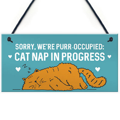 Red Ocean Cat Signs For Home PURR OCCUPIED Hanging Wall Door Sign Funny ...