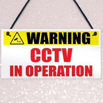 Red Ocean Cctv Warning Sign Notice