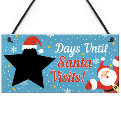 Red Ocean CHALKBOARD Christmas Santa Countdown Hanging Family Sign ...