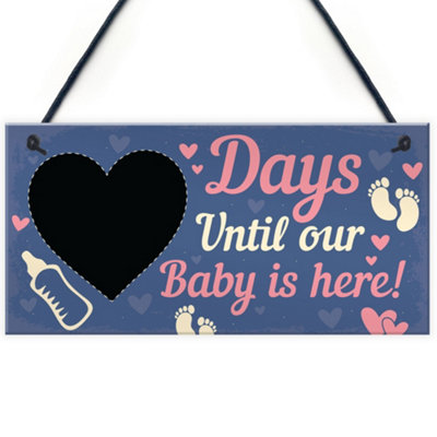 Red Ocean Chalkboard Countdown To Birth Sign Baby Shower Gift Mum Dad ...