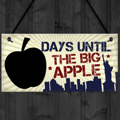Red Ocean Chalkboard Holiday Countdown Days Until New York Big Apple ...