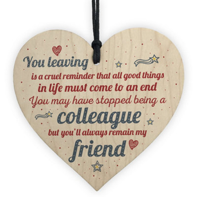 Red Ocean Colleague Gift Friendship Friend Wooden Heart Plaque ...