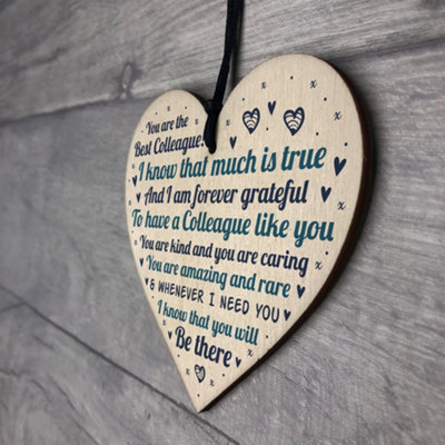 Red Ocean Colleague Gifts Wooden Heart Colleague Plaques Leaving ...