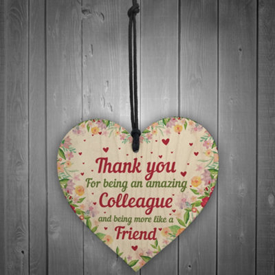 Red Ocean Colleague Leaving Gift Friendship Gifts Wooden Heart Plaque ...