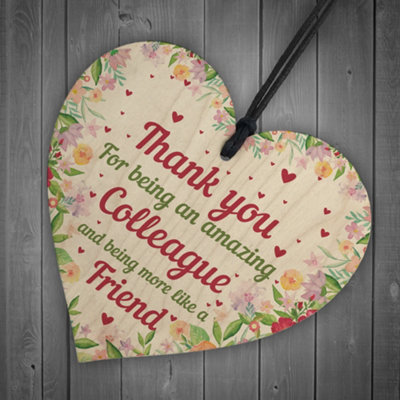 Red Ocean Colleague Leaving Gift Friendship Gifts Wooden Heart Plaque ...