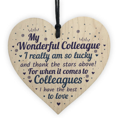 Red Ocean Colleague Plaque Wooden Heart Gift For Colleague Birthday ...