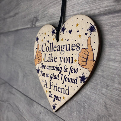 Red Ocean Colleague Thank You Gifts Wooden Hanging Heart Plaque ...