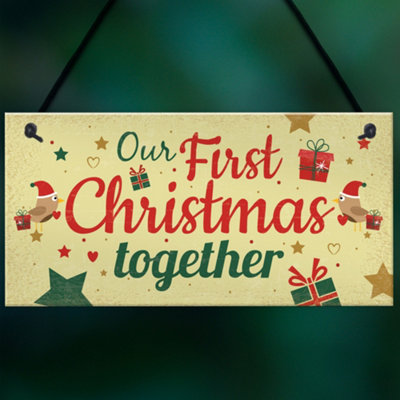 Red Ocean Couples First Christmas Together Plaque Christmas Xmas Tree ...