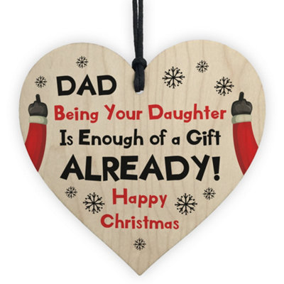Red Ocean Dad Christmas Gift From Daughter Novelty Wood Heart Funny ...