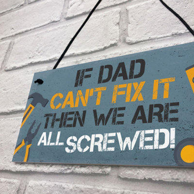 Red Ocean Dad Fix It Man Cave Sign Garage Shed Door Wall Plaque ...