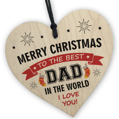 Red Ocean Dad Gift From Daughter Son Wooden Hanging Christmas Heart ...