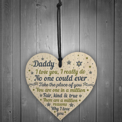 Red Ocean Daddy Daughter Gifts Fathers Day Gift Wooden Heart Dad ...