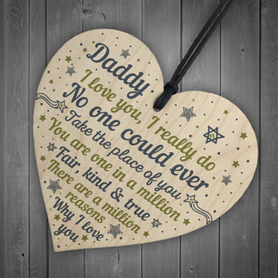 Red Ocean Daddy Daughter Gifts Fathers Day Gift Wooden Heart Dad ...