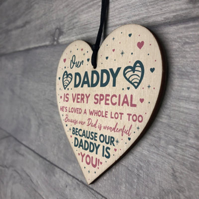 Red Ocean Daddy Gifts From Daughter Wooden Heart Fathers Day Gift From ...