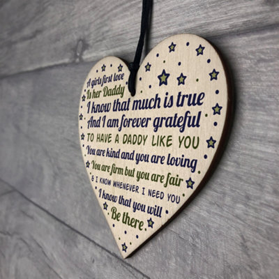 Red Ocean Daddy's Girl Hanging Wooden Heart FATHERS DAY Gift For Him ...