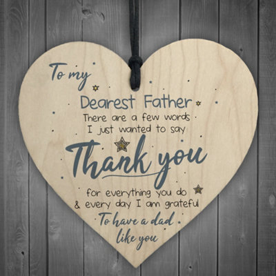 Red Ocean Dearest Father Fathers Day Hanging Heart Sign Thank You Birthday Love You Daughter Son ...