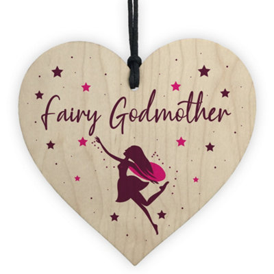 Red Ocean Fairy Godmother Wooden Plaque Gift Godmother Asking Gift ...